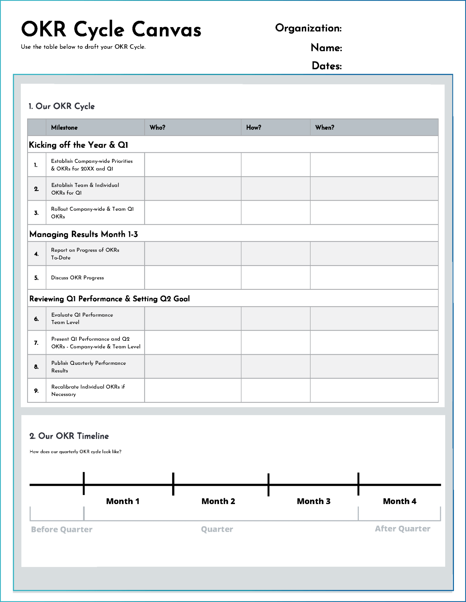 OKR Cycle template - OKRI - Effective OKR Certification Courses